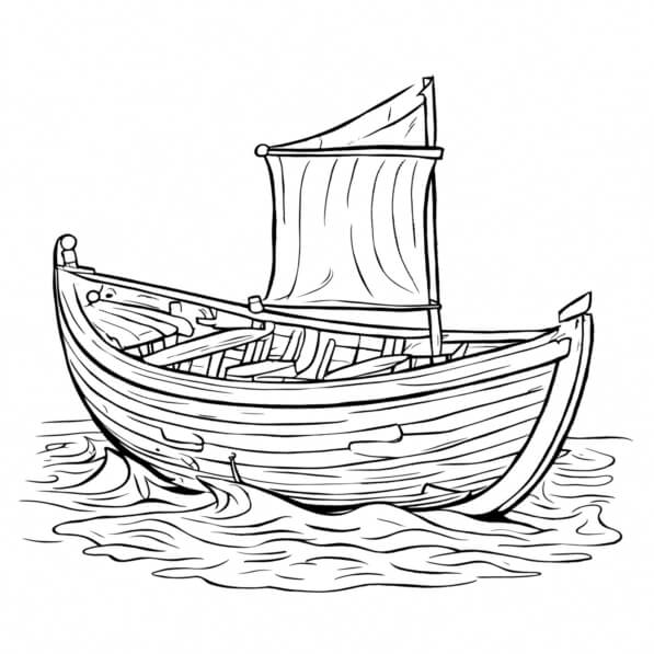 Download Educational Black and White Wooden Boat Drawing Coloring pages ...