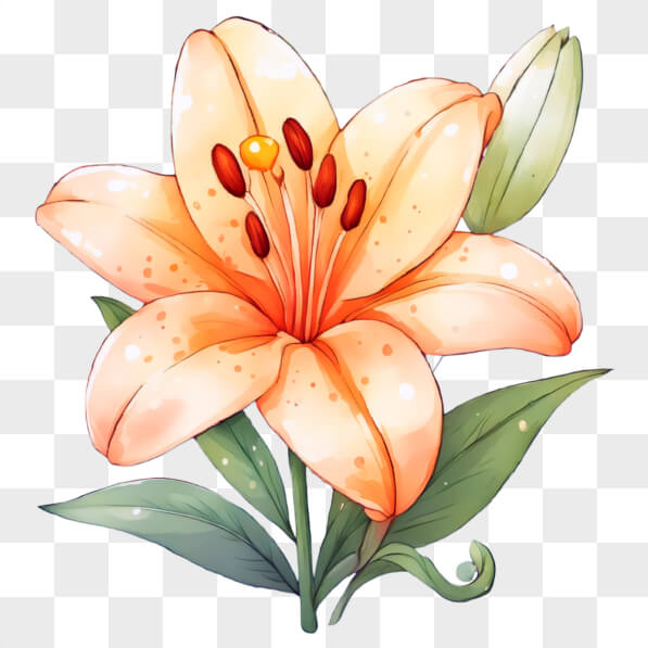 Download Kawaii Orange Lily On Black Background Kawaii Online Creative Fabrica