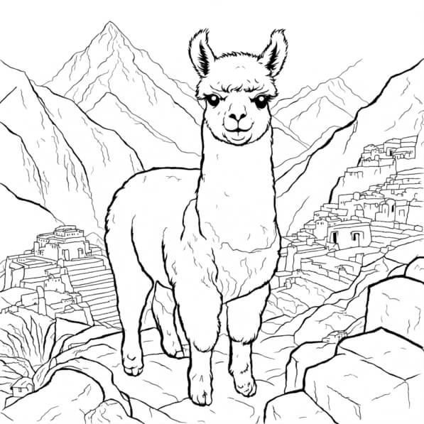Download Coloring Page: Llama in the Peruvian Andes Coloring pages ...