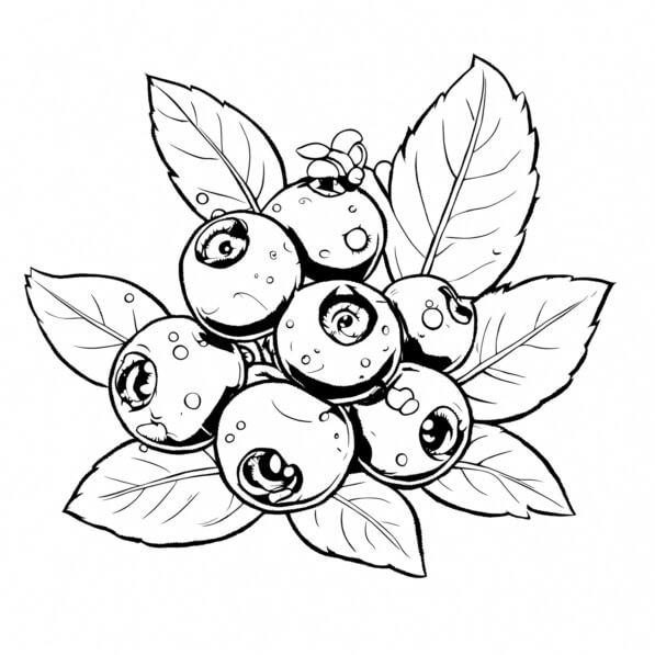 Scarica Illustrazione di un Grappolo di Mirtilli Pagine da colorare ...