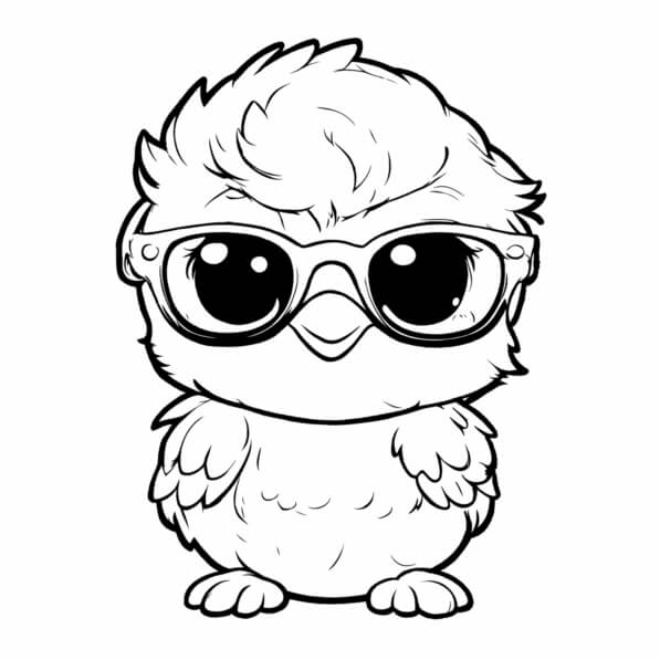 Download Cute Baby Bird with Sunglasses Coloring pages Online ...