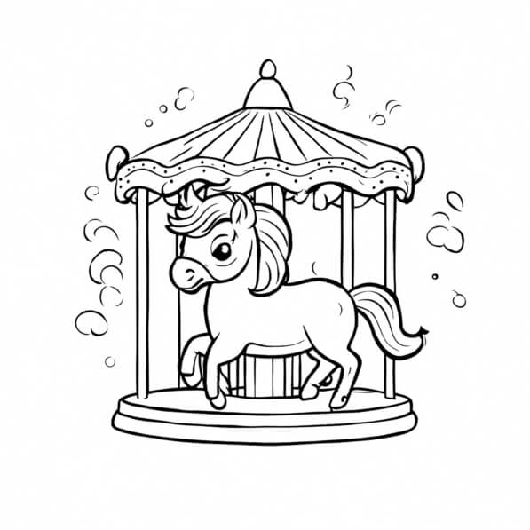Download Small Horse Riding on Merry-Go-Round Coloring Page Coloring ...