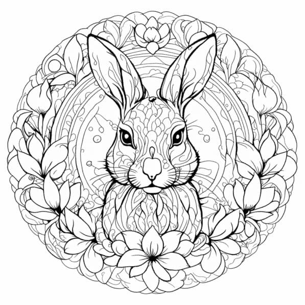 Descarga Página para colorear con conejo y flores Páginas para colorear ...