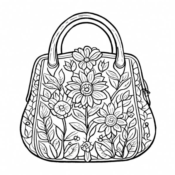 Download Handbag Coloring Page with Flower Designs Coloring pages ...