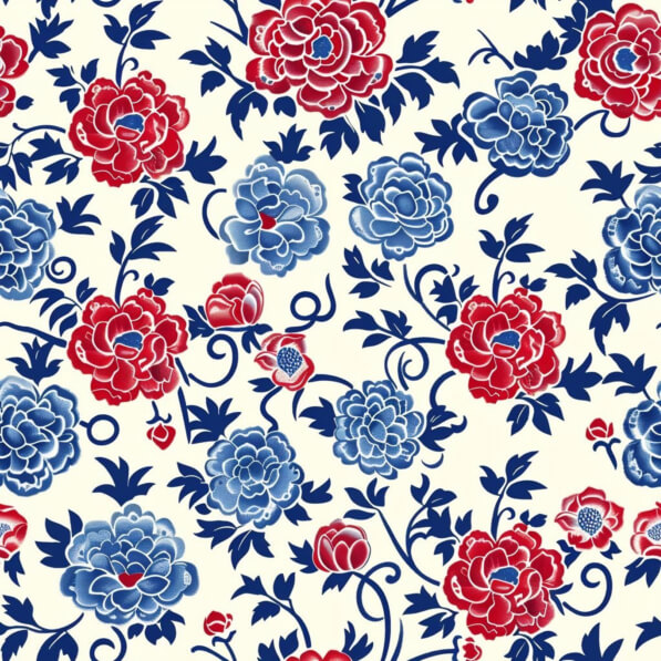 Download Red, Blue, and White Floral Pattern on White Background ...