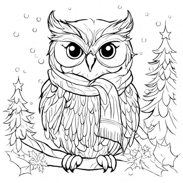 Download Winter Owl Coloring Page Coloring pages Online - Creative Fabrica