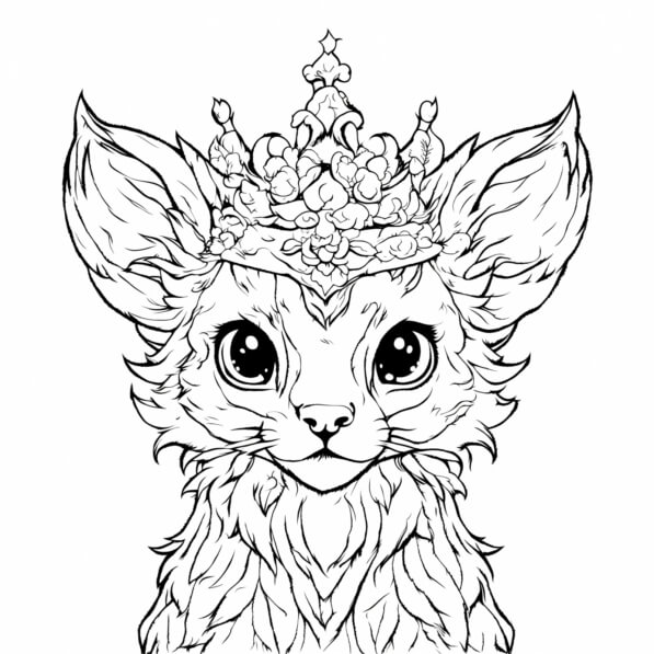Download Cute Cat with Crown Coloring Pages Coloring pages Online ...
