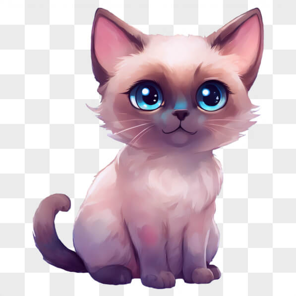 Scarica Gatto Rosa Kawaii con Occhi Blu Kawaii Online - Creative Fabrica