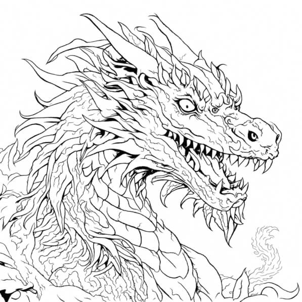 Download Dragon Coloring Page with Multiple Heads Coloring pages Online ...
