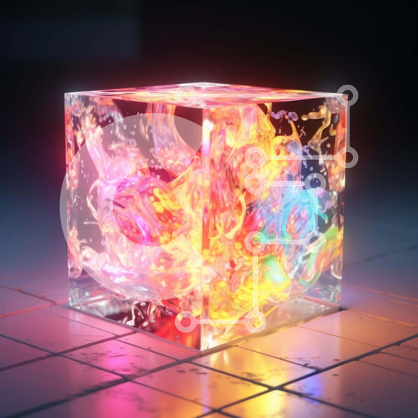 Colorful Flames Glass Cube Art stock photo | Creative Fabrica