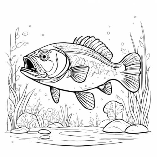 Download Black and White Fish Swimming in Water Coloring pages Online ...