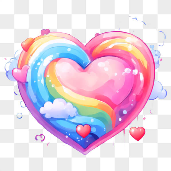 Download Kawaii Colorful Heart with Rainbows and Clouds Kawaii Online ...