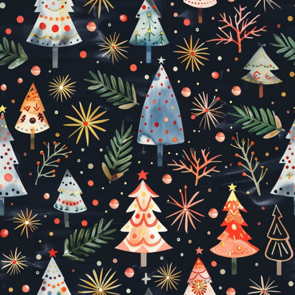Download Colorful Christmas Trees and Fireworks Pattern Patterns Online ...