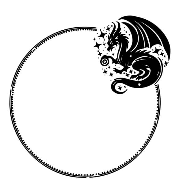 Télécharger Cercle noir et blanc avec dragon et étoiles Cadres En Ligne ...