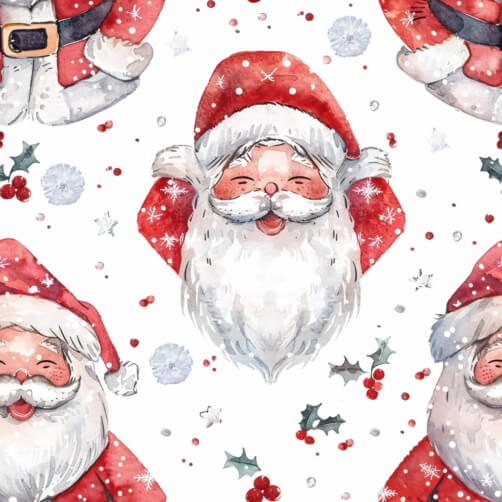 Download Santa Claus Faces and Leaves Seamless Pattern Patterns Online ...