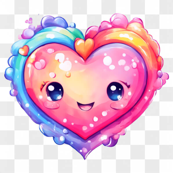 Download Kawaii Cartoon Heart with Colorful Bubbles Kawaii Online ...