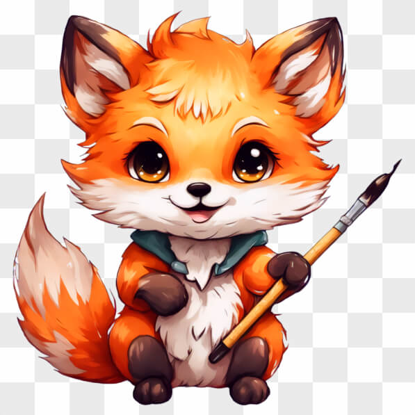 Download Kawaii Fox Artist Painting with Brush Kawaii online op ...