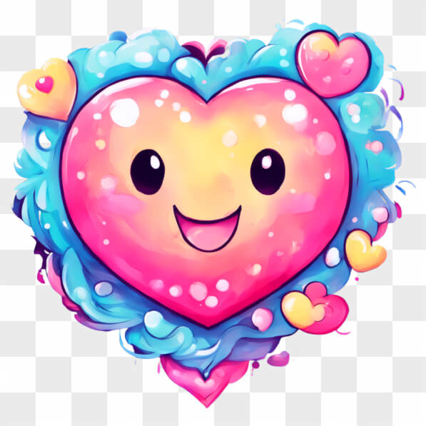 Download Kawaii Cartoon Heart with Colorful Shapes and Clouds Kawaii ...