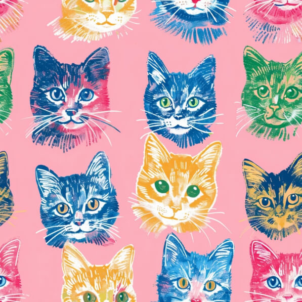 Download Colorful Cats Pattern on Pink Background Patterns Online ...