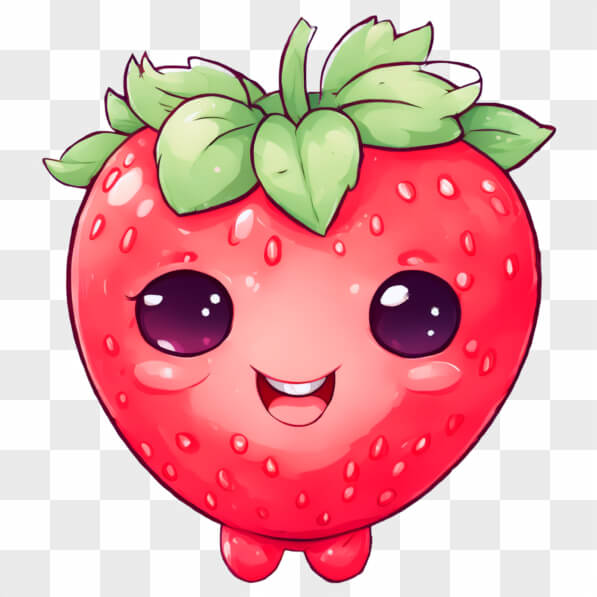 Download Kawaii Cute Strawberry with Big Eyes and Green Leaves Kawaii ...