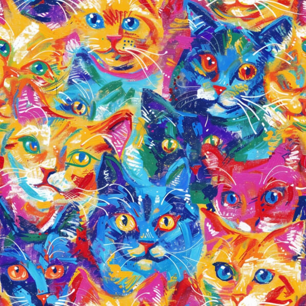 Download Colorful Painting of Cats Patterns Online - Creative Fabrica
