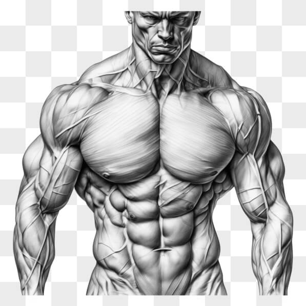 Download Anatomy Drawing of Muscular Male Bodybuilder Sketches Online ...