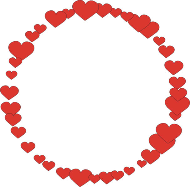 Baixe Quadro Circular de Corações Vermelhos Frames - Creative Fabrica