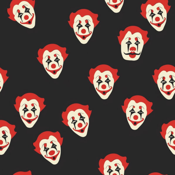Download Colorful Clown Face Pattern on Black Background Patterns ...