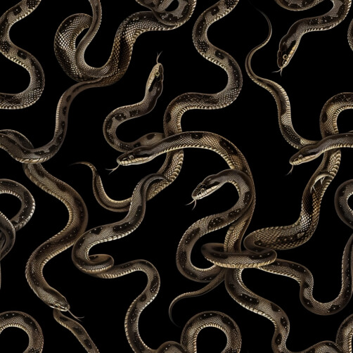 Download Seamless Snake Pattern in Gold on Black Background Patterns ...