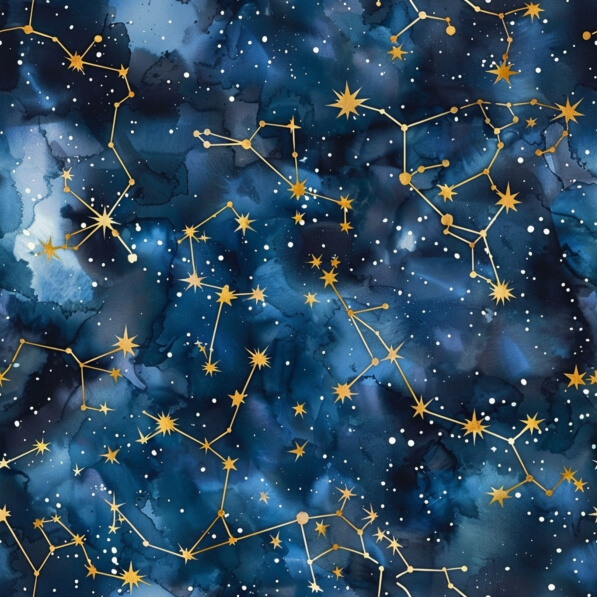 Download Starry Night Sky Fabric with Constellations and Gold Stars ...