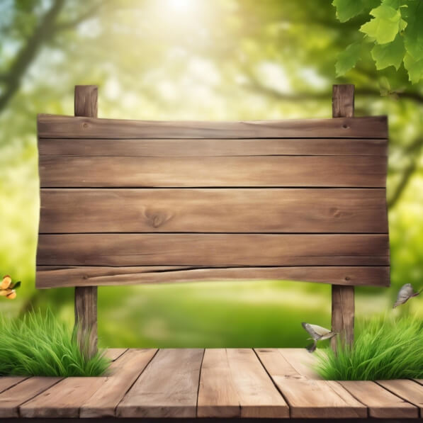Download Wooden Signboard in Idyllic Natural Setting with Butterflies ...