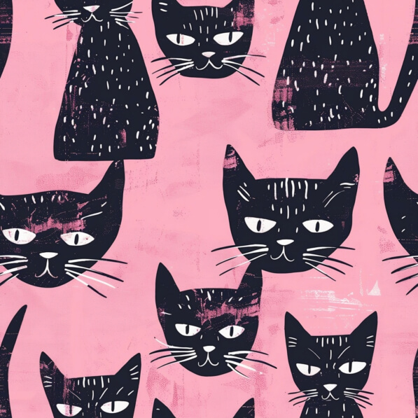 Download Seamless Black Cat Pattern on Pink Background Patterns Online ...