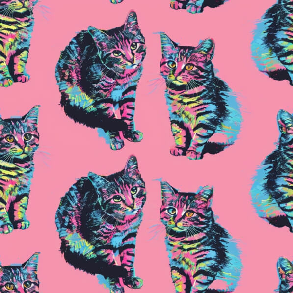 Download Colorful Cat Pattern on Pink Background Patterns Online ...