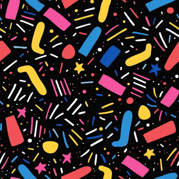 Download Colorful Confetti and Stars Pattern on Black Background ...