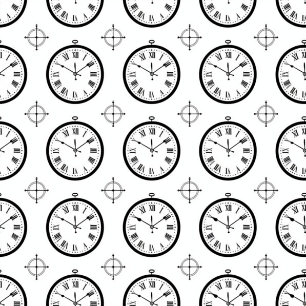 Download Black and White Clock Pattern Patterns Online - Creative Fabrica