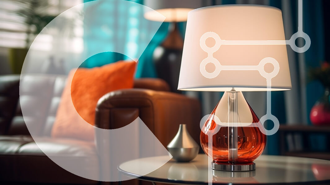 Cozy Living Room with Orange Lamp and Brown Leather Couch stock photo ...