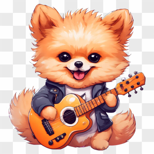 Download Kawaii Image: Cute Orange Dog Playing Electric Guitar Kawaii ...