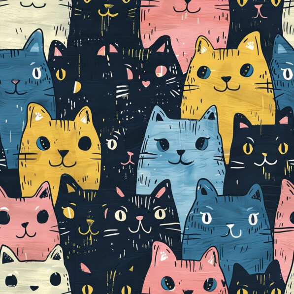 Download Colorful Cat Pattern for Wall Art and Wallpaper Patterns ...