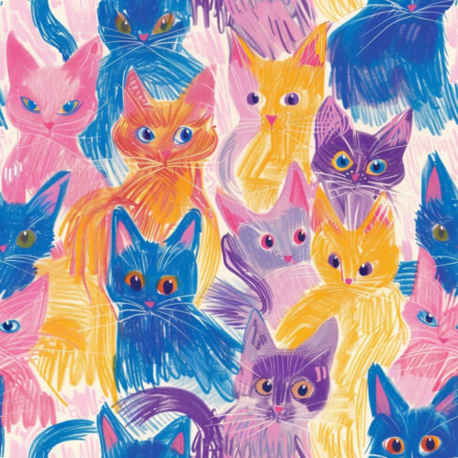 Download Colorful Cat Pattern for Wall Art and Wallpaper Patterns ...