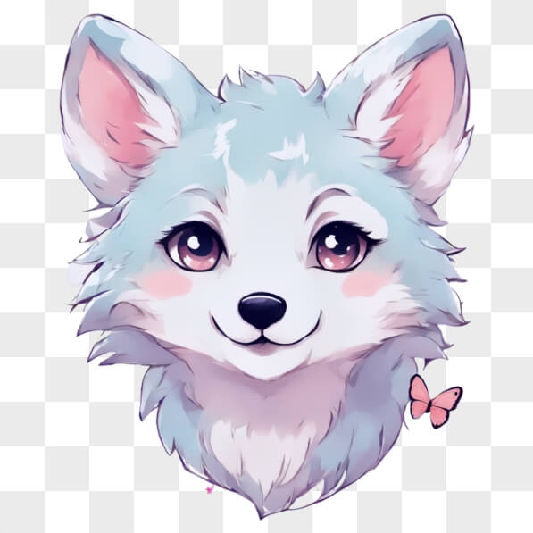 Download Adorable Kawaii Cartoon Fox Head with Blue Eyes and Pink Lips ...