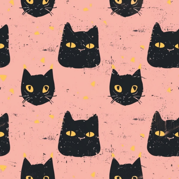 Download Seamless Black Cat Pattern on Pink Background Patterns Online ...
