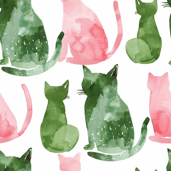 Download Watercolor Pattern of Cats Patterns Online - Creative Fabrica