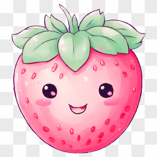 Download Kawaii Pink Strawberry with Smile Kawaii Online - Creative Fabrica