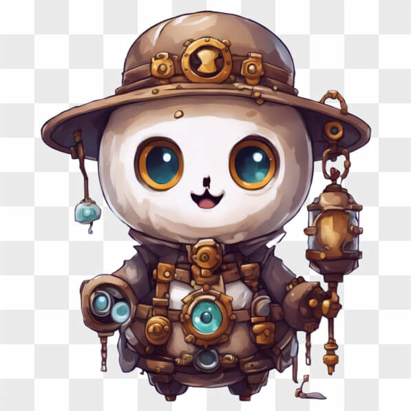 Download Kawaii Cartoon Character in Steampunk Outfit with Old ...