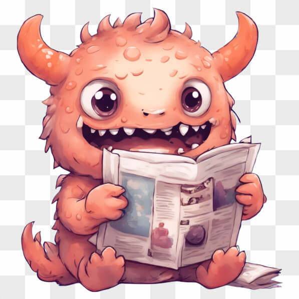 Download Kawaii Cartoon Monster Reading Newspaper Kawaii Online ...