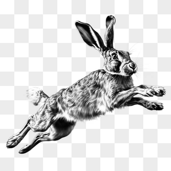 Download Black and White Drawing of a Leaping Rabbit Sketches Online ...