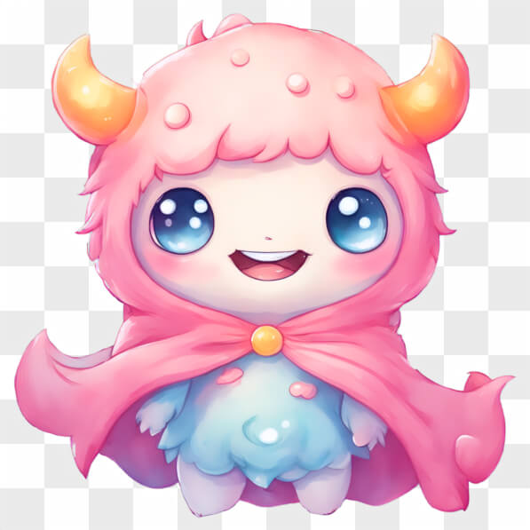 Download Kawaii Pink Monster with Blue Eyes and Horns Kawaii Online ...