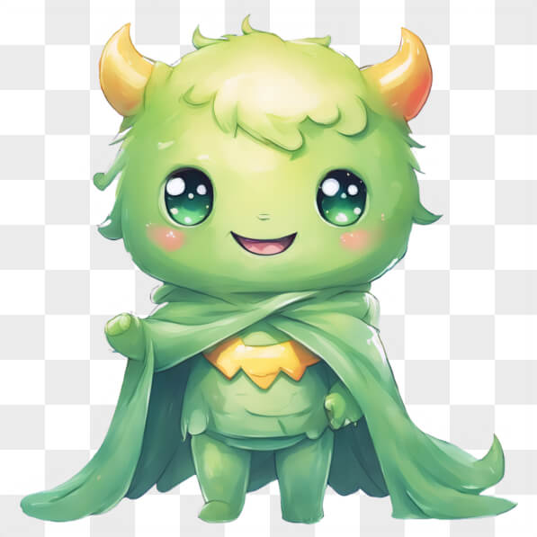 Download Kawaii Green Monster with Horns and Cape Kawaii Online ...