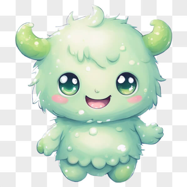 Download Kawaii Green Monster with Big Eyes and Large Horns Kawaii ...