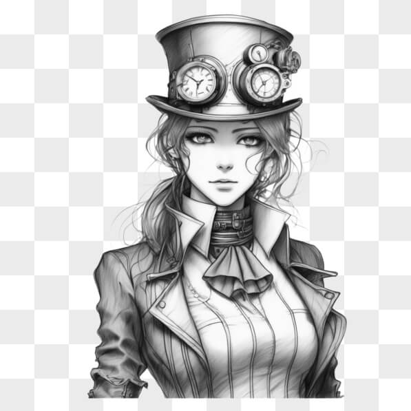 Download Steampunk Woman with Hats and Goggles Sketches Online ...